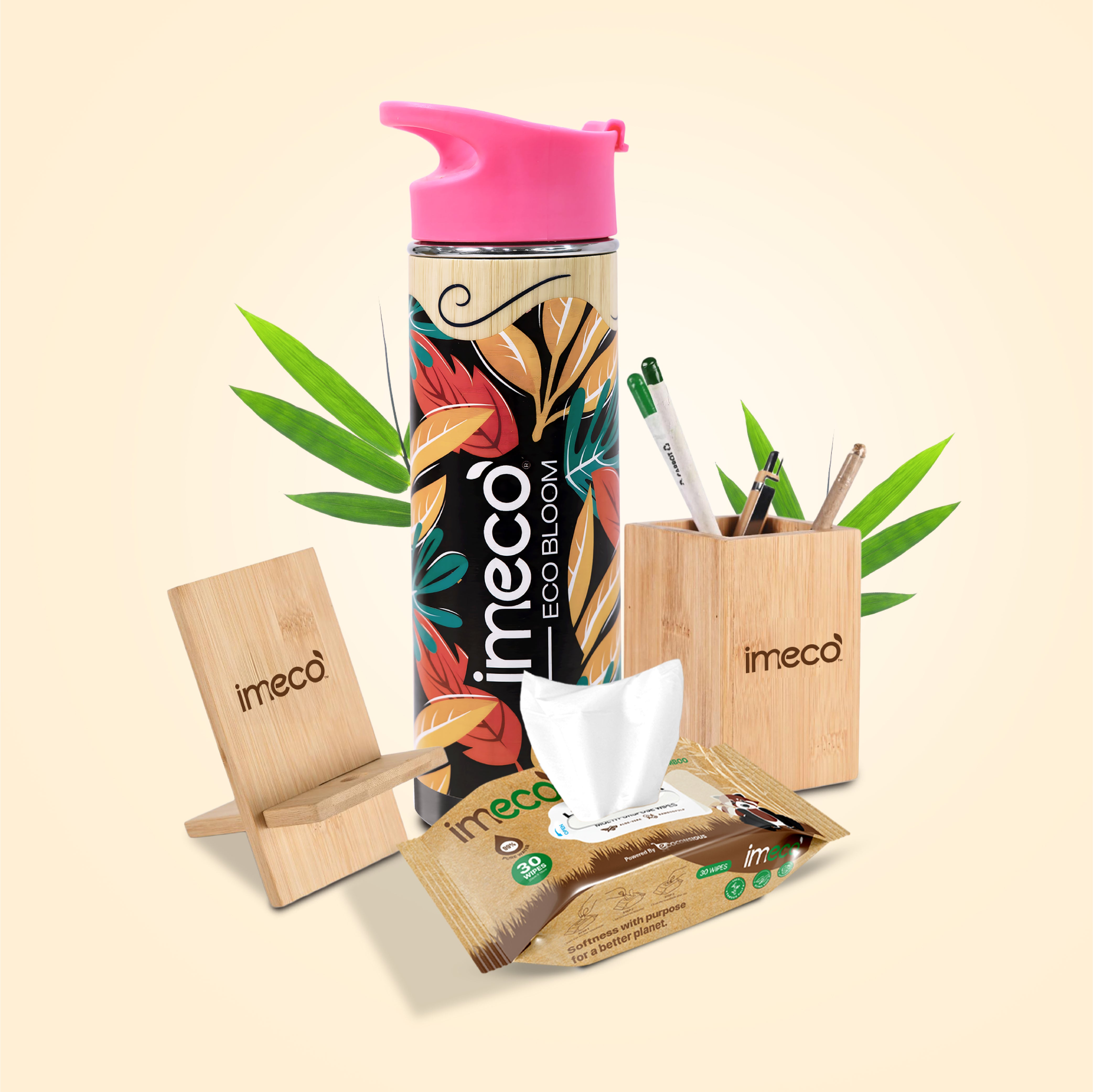 IMECO Office Essentials Combo – Bamboo Office Desk Organiser Set ...